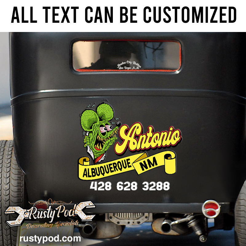 Personalized Street rod rat fink sticker 11197 - Rustypod Store