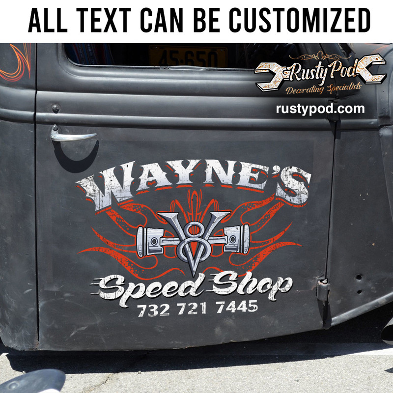 Personalized Pinstriping hot rod V8 sticker 11268 - Rustypod Store