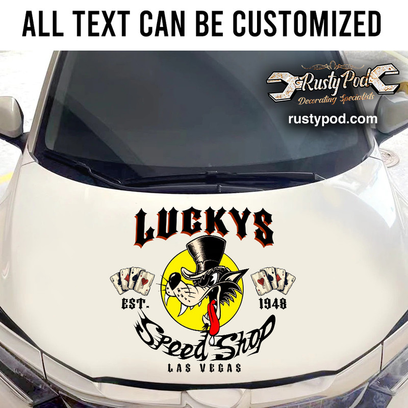 Personalized Luckys Mr Speed Shop sticker 11270 - Rustypod Store