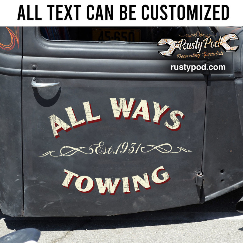 Personalized towing sticker 11344 - Rustypod Store