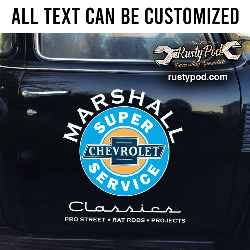 Personalized chevy emblem lettering sticker 11357 - Rustypod Store
