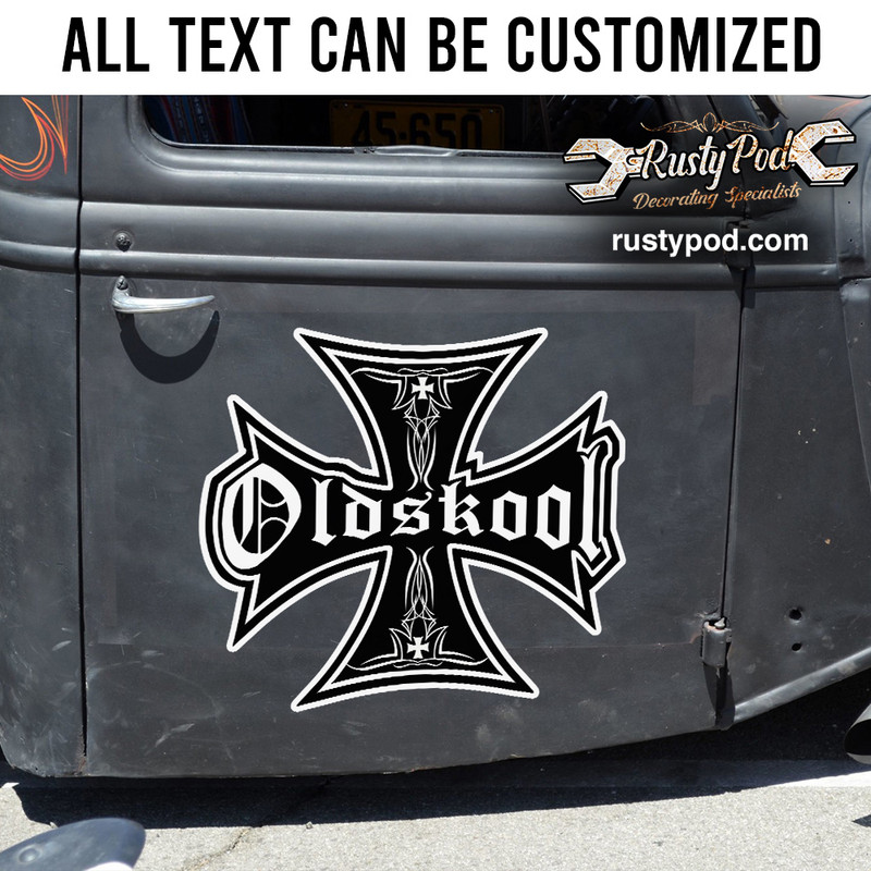 OLD SKOOL SCHOOL IRON CROSS sticker 11378 - Rustypod Store