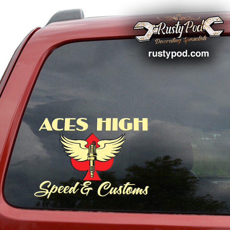 Personalized spark plug ace and wings sticker 11472 - Rustypod Store