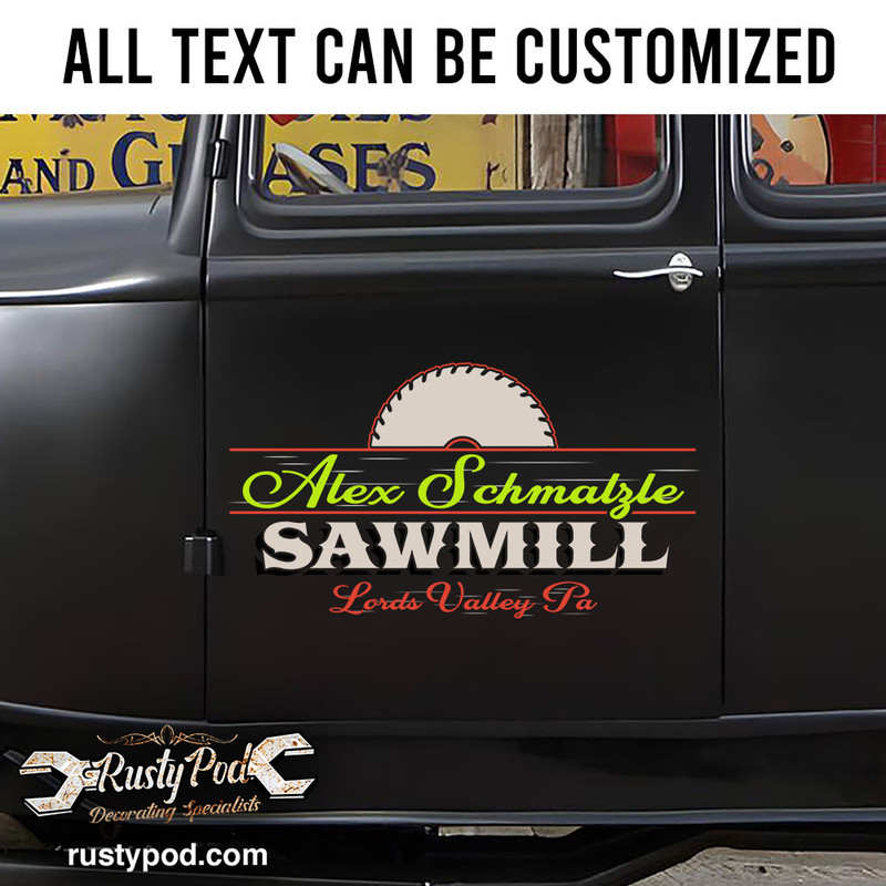 Personalized saw carpenter lettering sticker 11477 - Rustypod Store