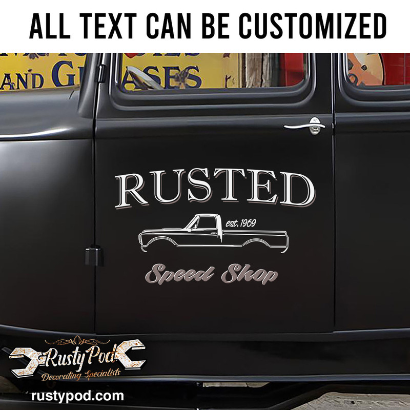 Personalized pinstriping pickup truck lettering sticker 11480 ...