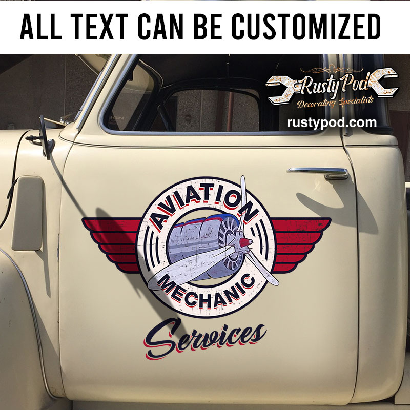 Aviation mechanic services sticker 11491 - Rustypod Store