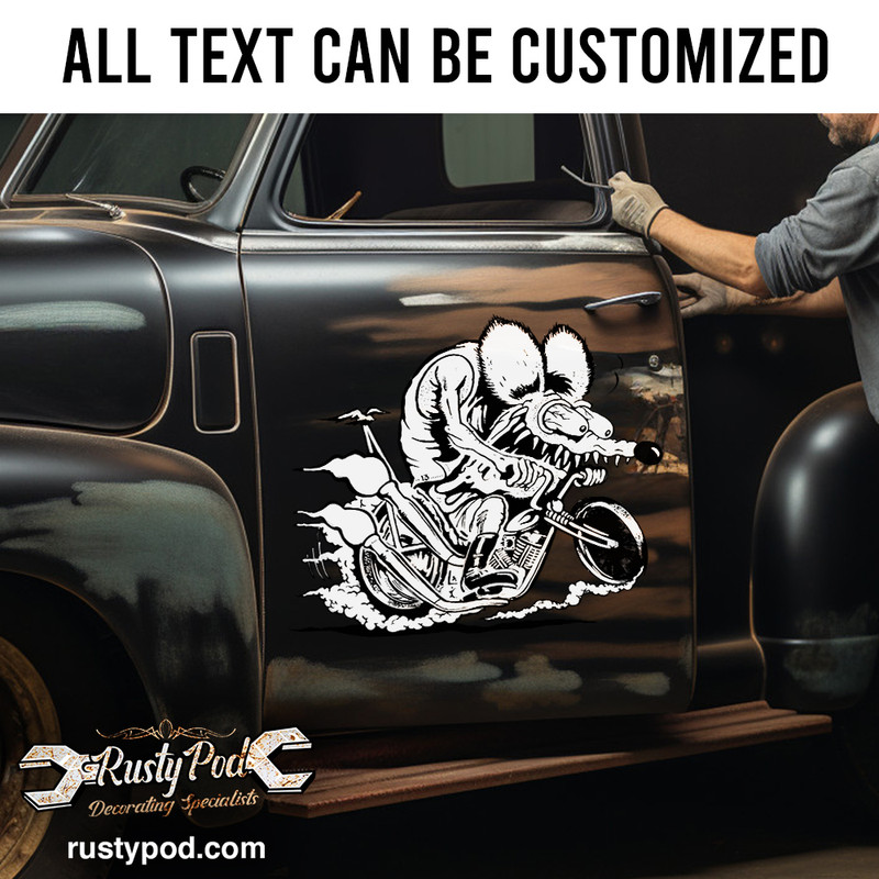 Rat fink black and white sticker 11591 - Rustypod Store
