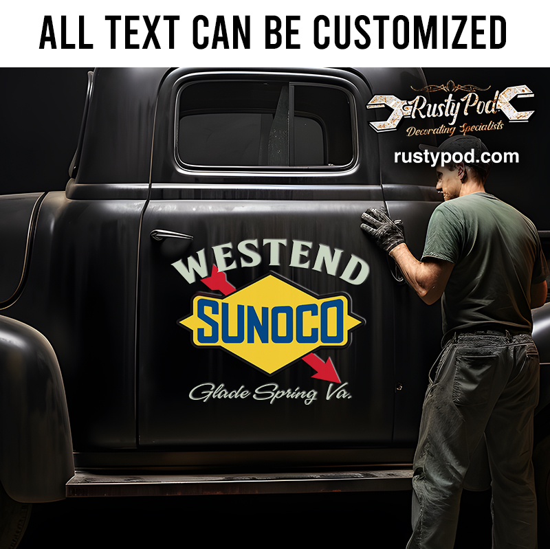 Personalized sunoco lettering sticker 11639 - Rustypod Store