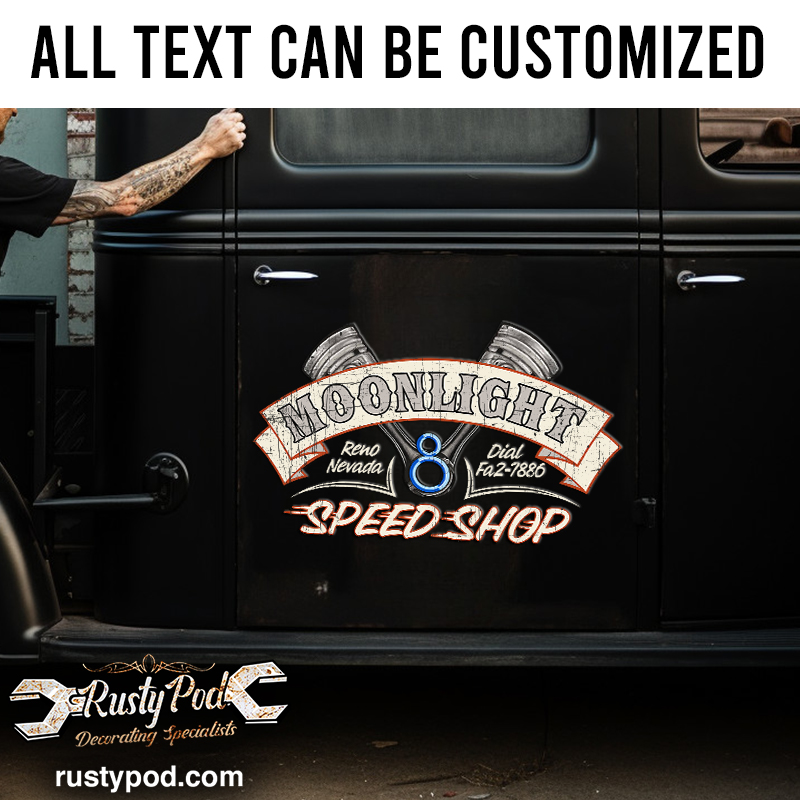 Personalized piston V8 sticker 11668 - Rustypod Store