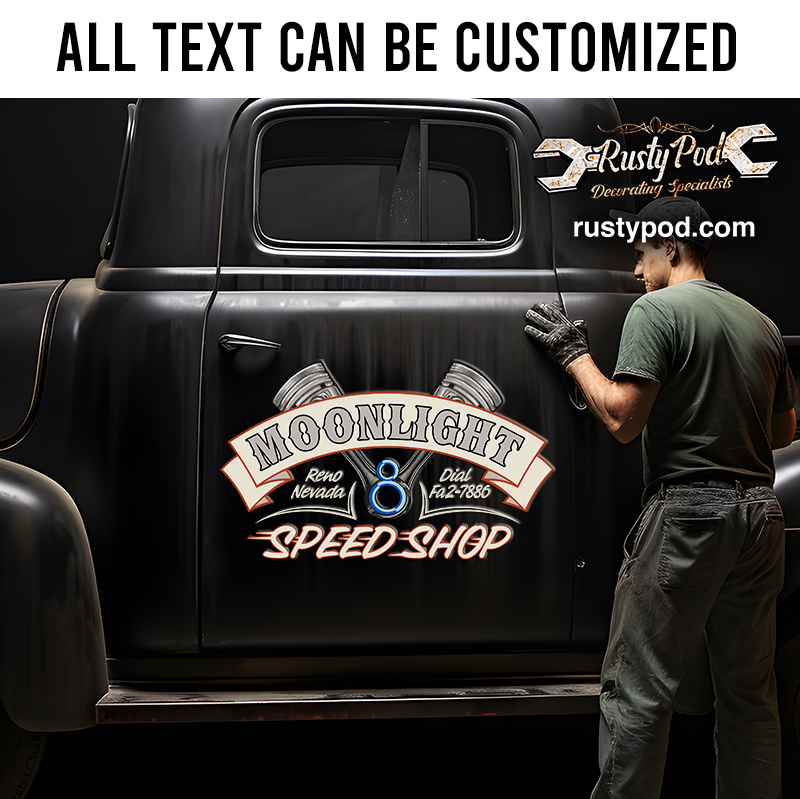 Personalized piston V8 sticker 11668 - Rustypod Store