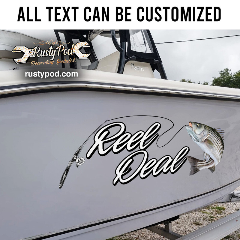 Personalized reel deal lettering sticker 11679 - Rustypod Store