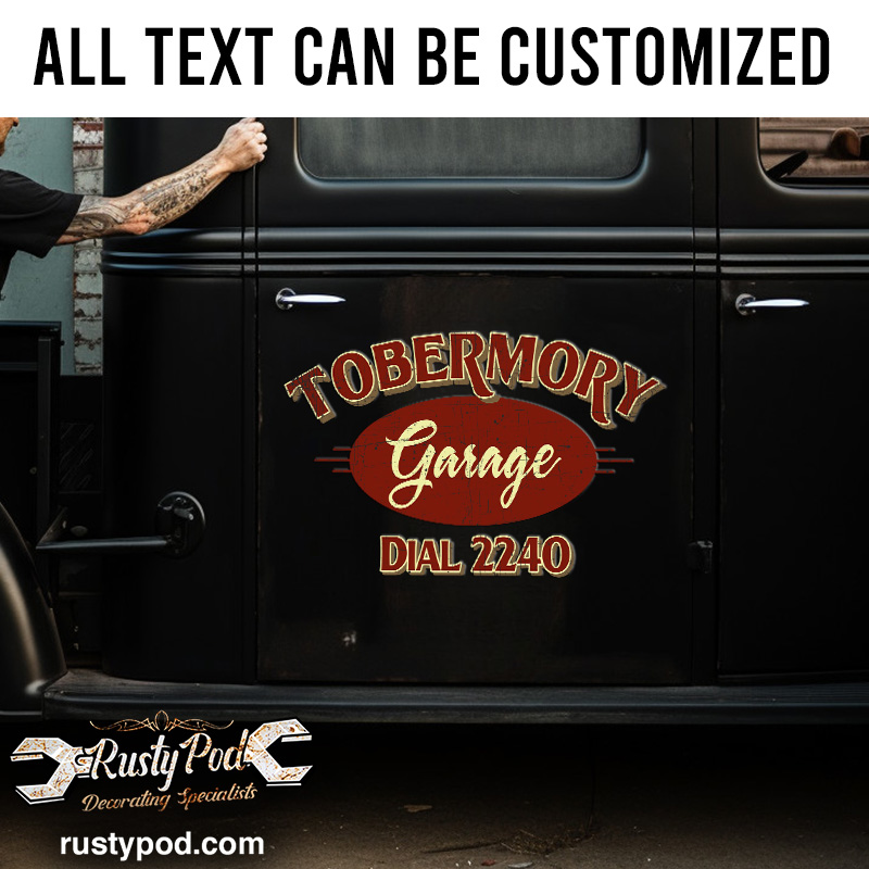 Personalized vintage garage lettering sticker 11693 - Rustypod Store