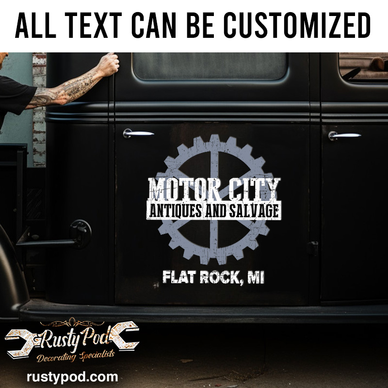 Personalized gear head lettering sticker 11731 - Rustypod Store