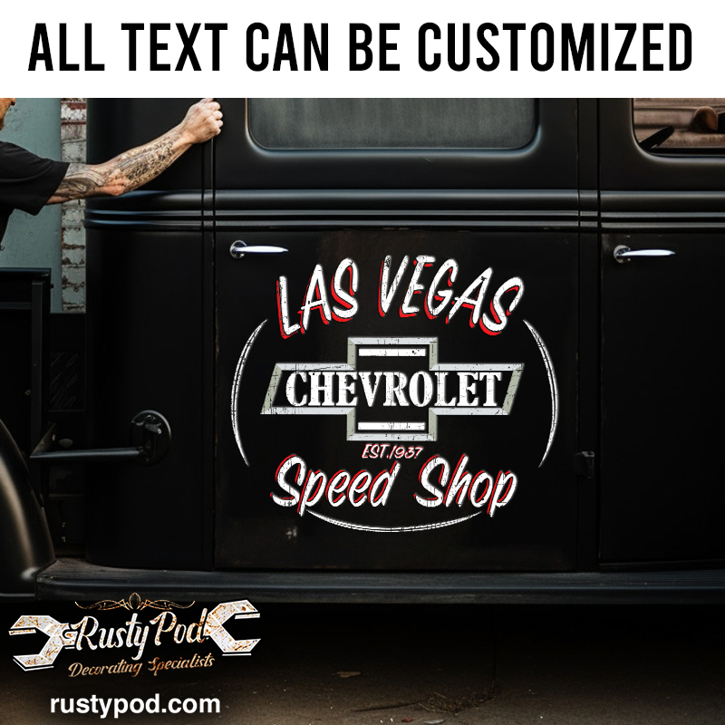 Personalized chevrolet speed shop sticker 11736 - Rustypod Store