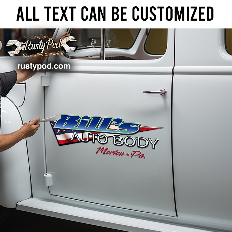 Personalized us flag auto body lettering sticker 11752 - Rustypod Store