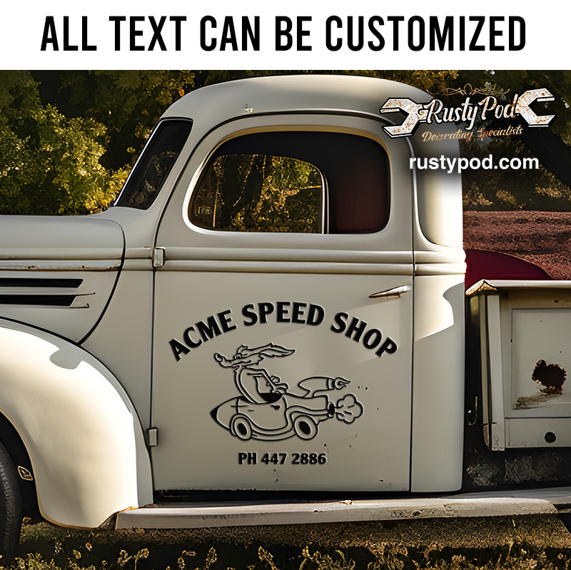 Personalized acme speed shop sticker 11772 - Rustypod Store