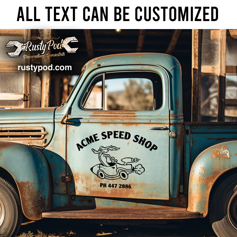 Personalized acme speed shop sticker 11772 - Rustypod Store
