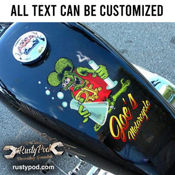 personalized rat fink motorcycle gas tank top decal 11781 - Rustypod Store