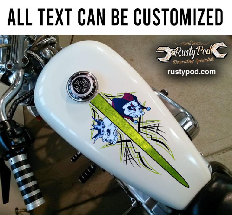 skull an clown pinstriping motorcycle gas tank top decal 11788 ...
