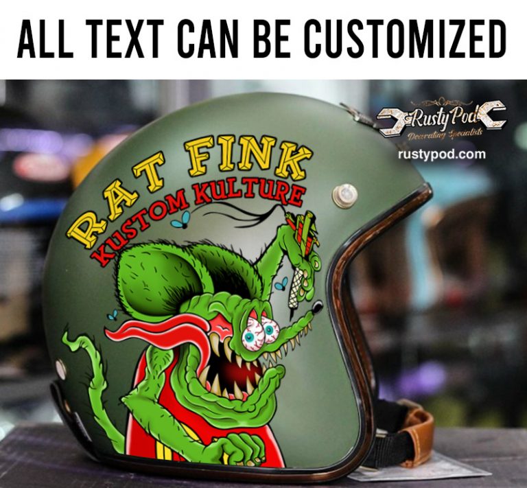 personalized rat fink motorcycle helmet sticker 11802 - Rustypod Store