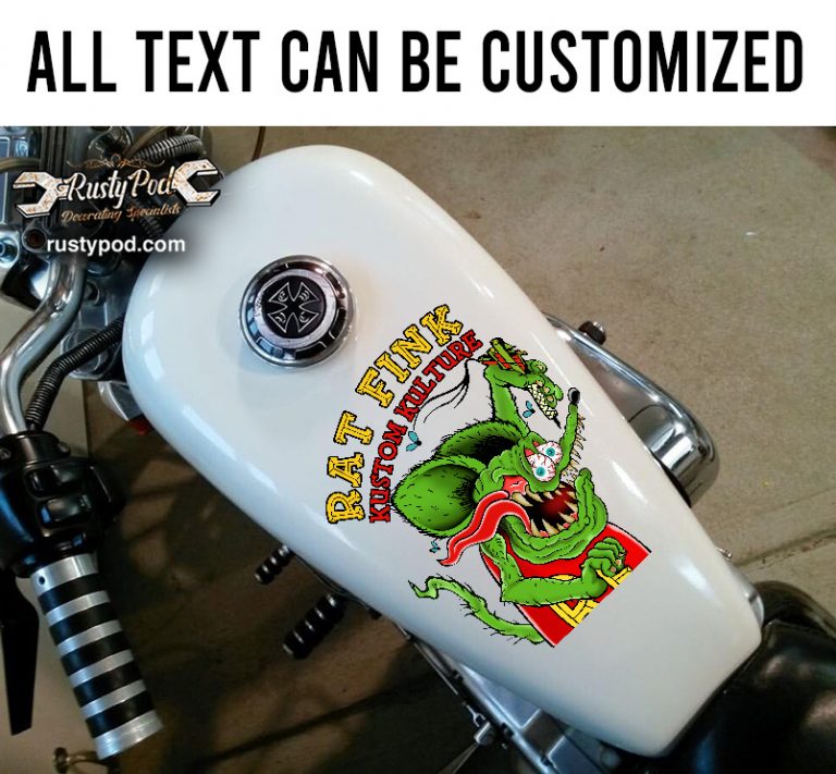 personalized rat fink motorcycle helmet sticker 11802 - Rustypod Store