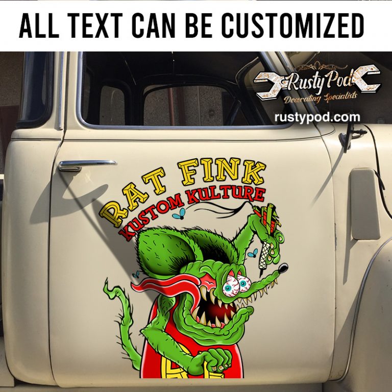 personalized rat fink motorcycle helmet sticker 11802 - Rustypod Store