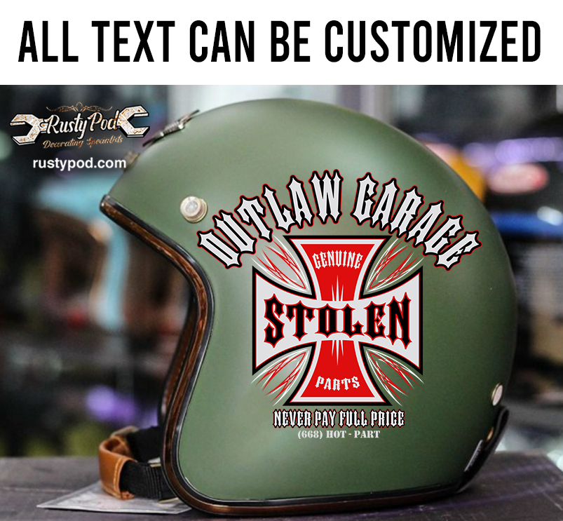 personalized iron cross genuine stolen parts pinstriping sticker 11835 ...