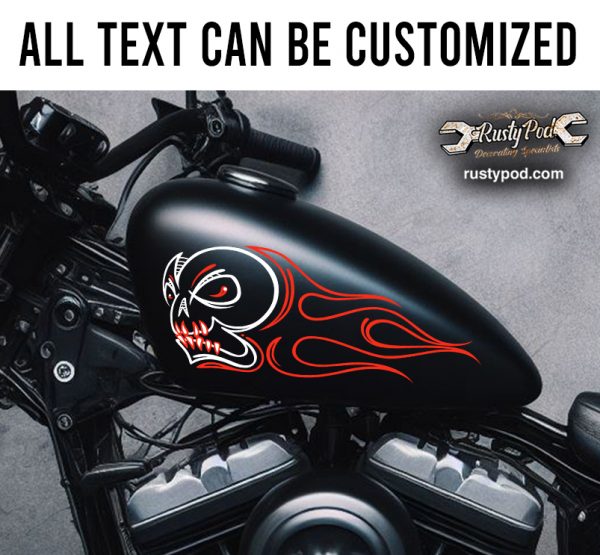 pinstriping flaming skull motorcycle gas tank decal 11845 - Rustypod Store
