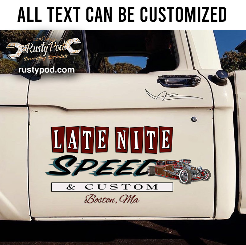 personalized speed and custom rat rod sticker 11862 - Rustypod Store