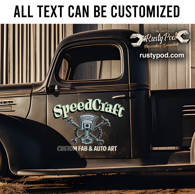 personalized welding and piston lettering fabrication garage sticker ...