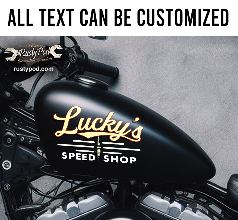 personalized spark plug lettering sticker 11925 - Rustypod Store