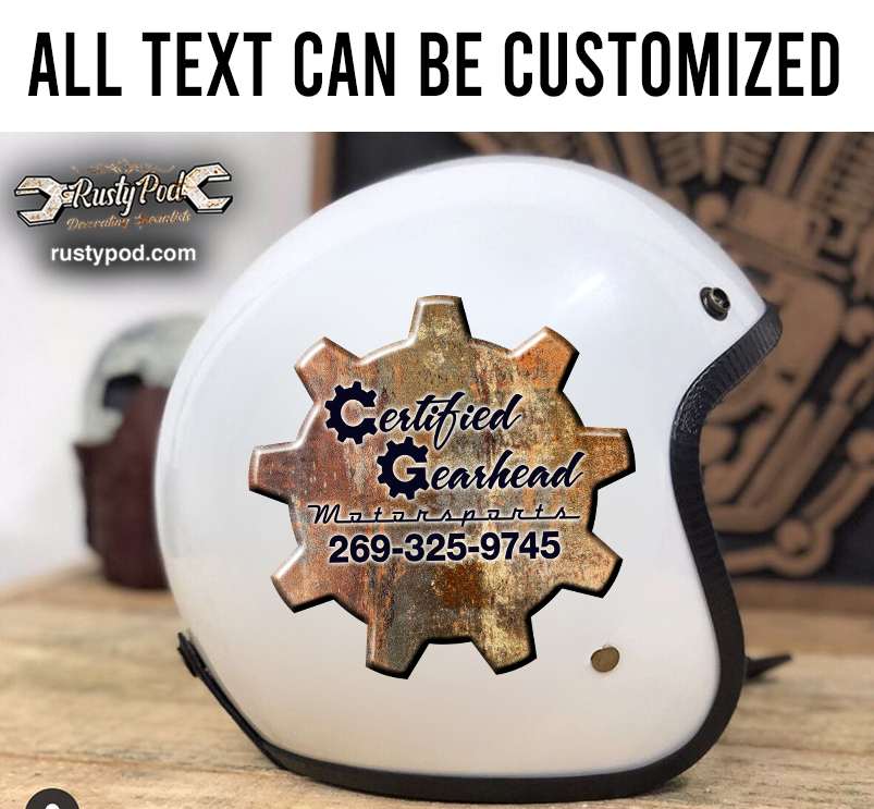 personalized gear head motorsport sticker 11926 - Rustypod Store