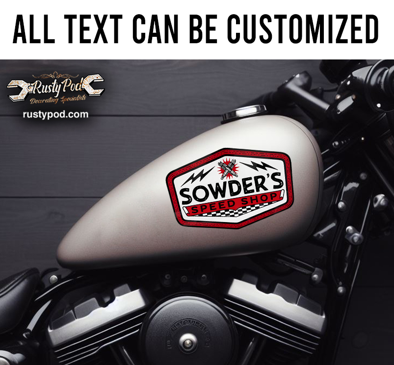 personalized hot rod lettering spark plug sticker 11942 - Rustypod Store