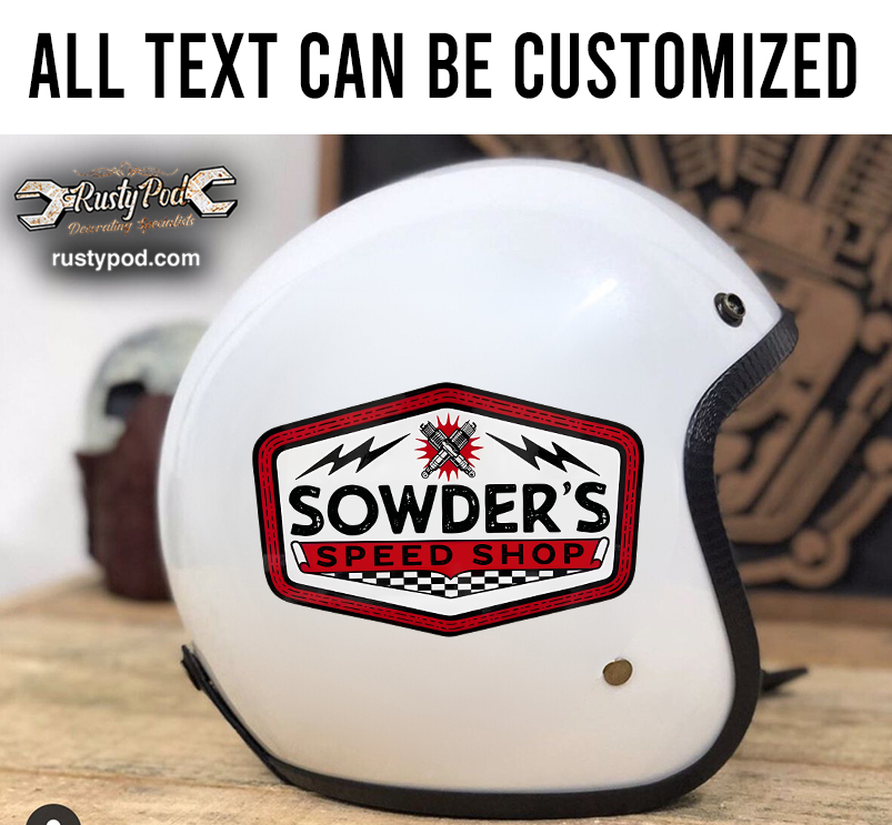 personalized hot rod lettering spark plug sticker 11942 - Rustypod Store