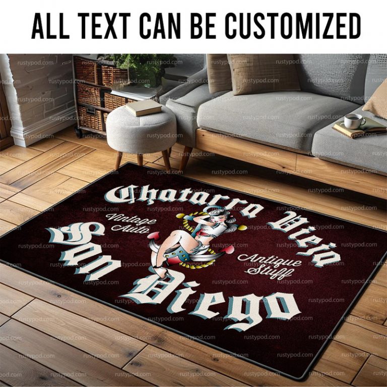 personalized anchor pinup girl pinstriping rug 11973 - Rustypod Store