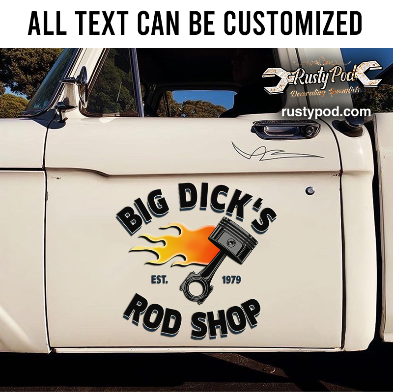 personalized hot rod piston sticker 11982 - Rustypod Store