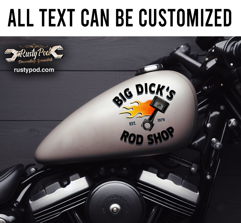 personalized hot rod piston sticker 11982 - Rustypod Store