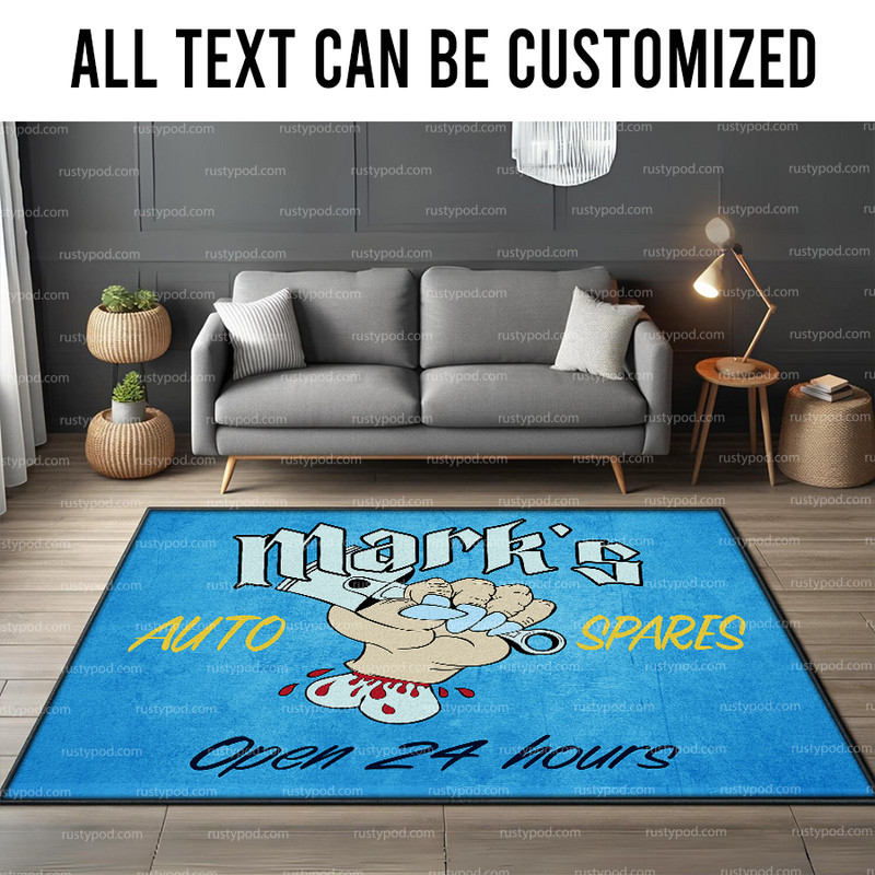personalized auto garage piston rug 11983 - Rustypod Store