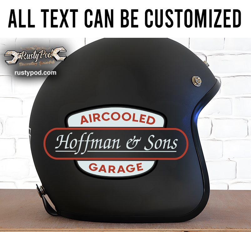 personalized aircooled garage hot rod sticker 11987 - Rustypod Store