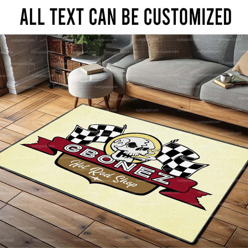 personalized checker flag skull rug 11996 - Rustypod Store