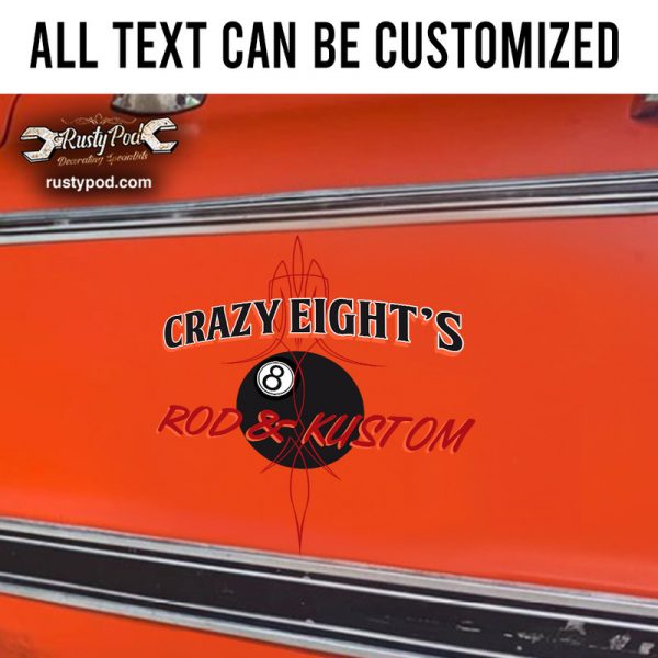 personalized pinstriping eight ball sticker 12018 - Rustypod Store