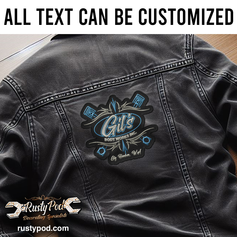 personalized pinstriping garage crossing piston Embroidered Patch 12024 ...