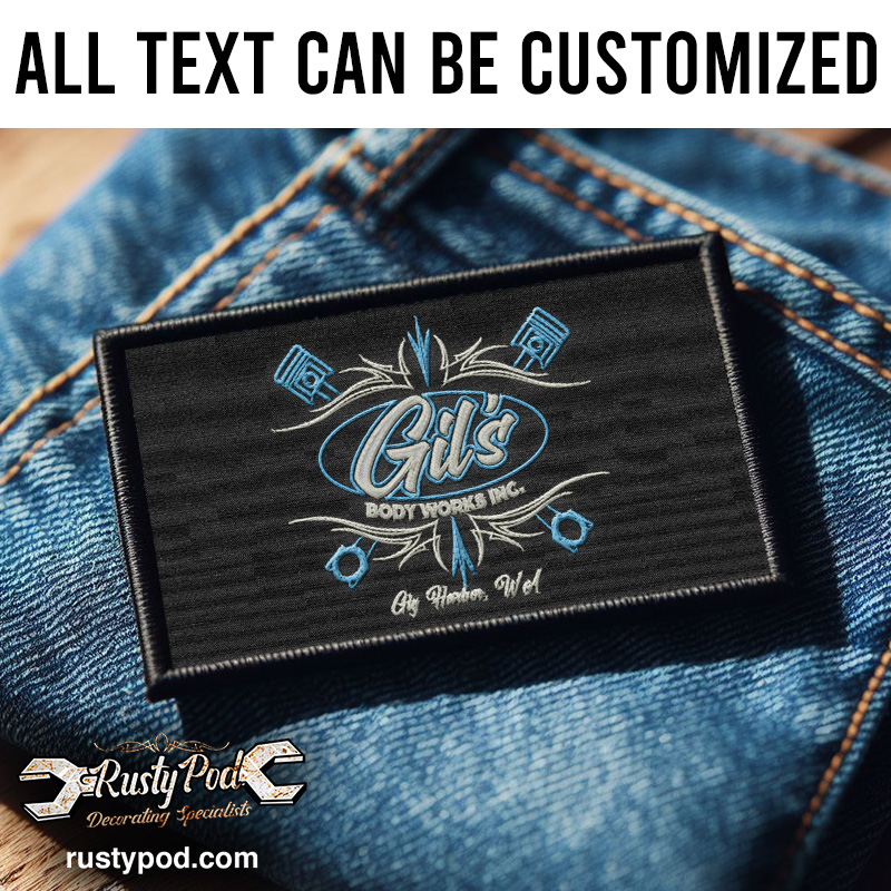 personalized pinstriping garage crossing piston Embroidered Patch 12024 ...
