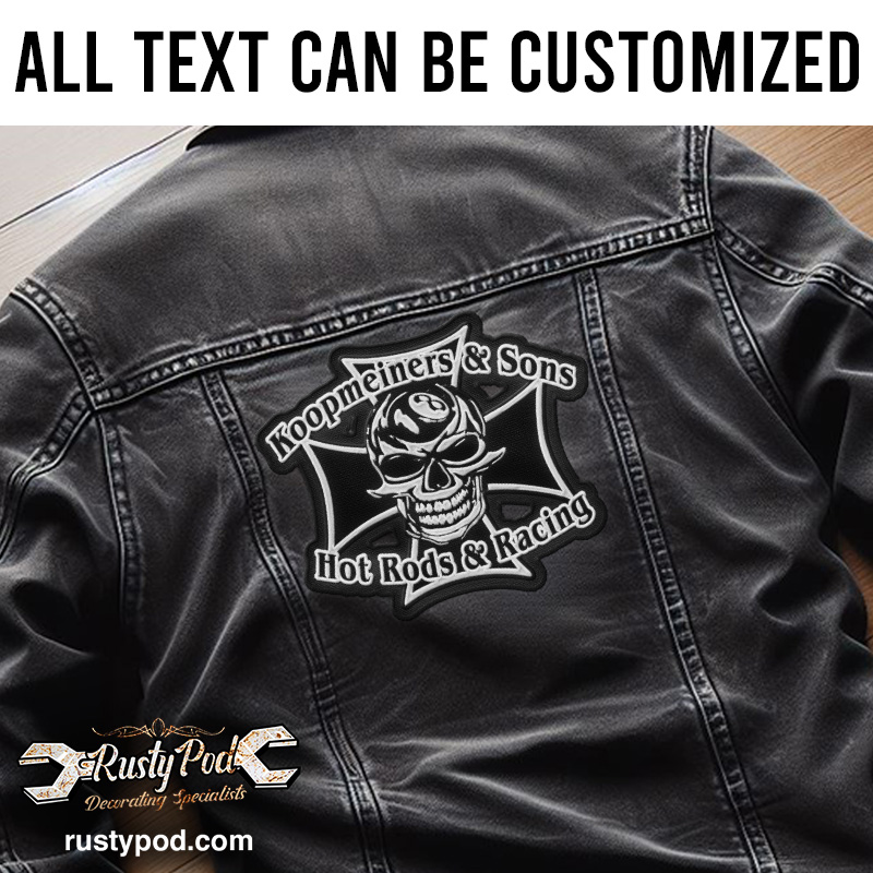 personalized hot rod skull iron cross Embroidered Patch 12027 ...