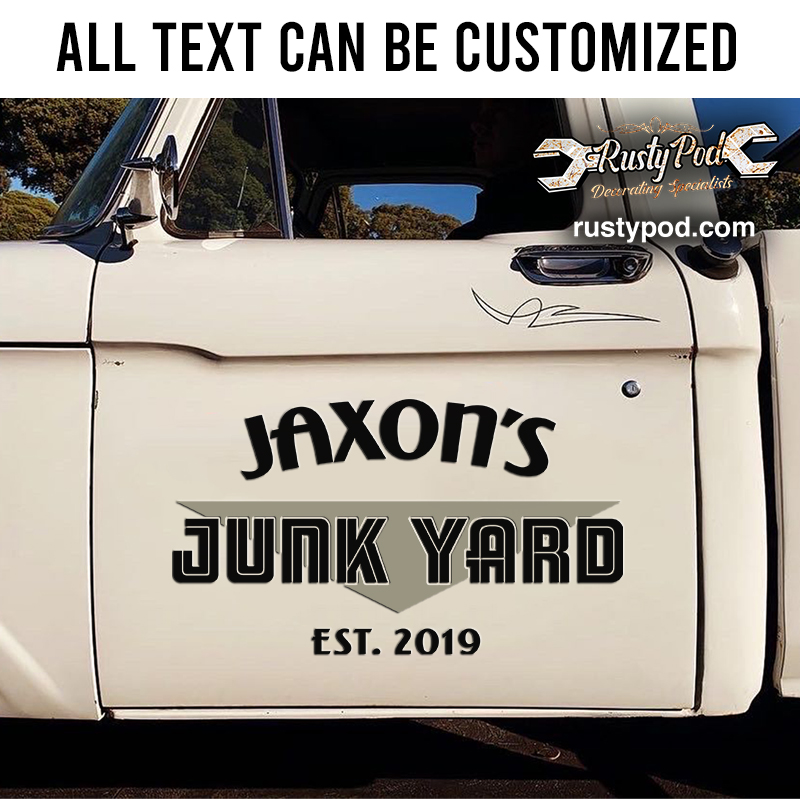 personalized junk yard lettering sticker 12031 - Rustypod Store
