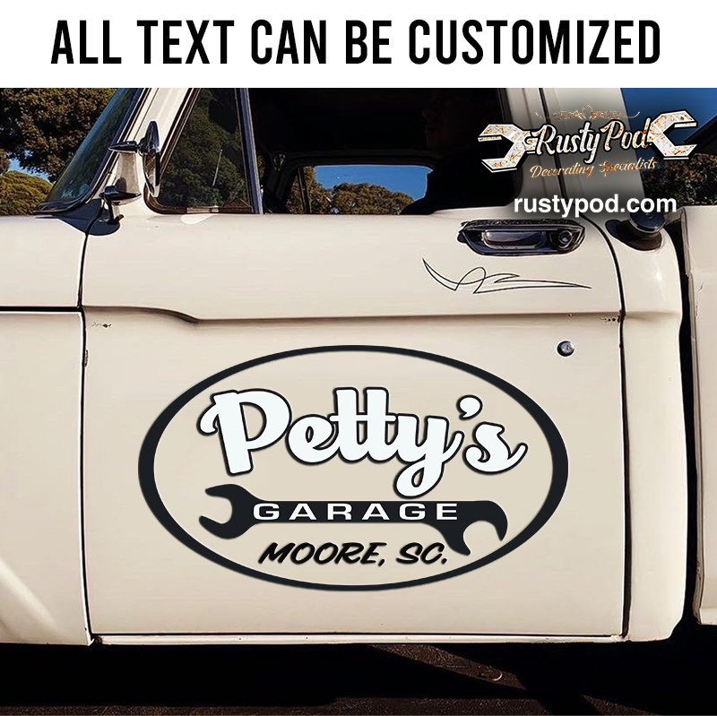 personalized garage lettering wrench sticker 12032 - Rustypod Store