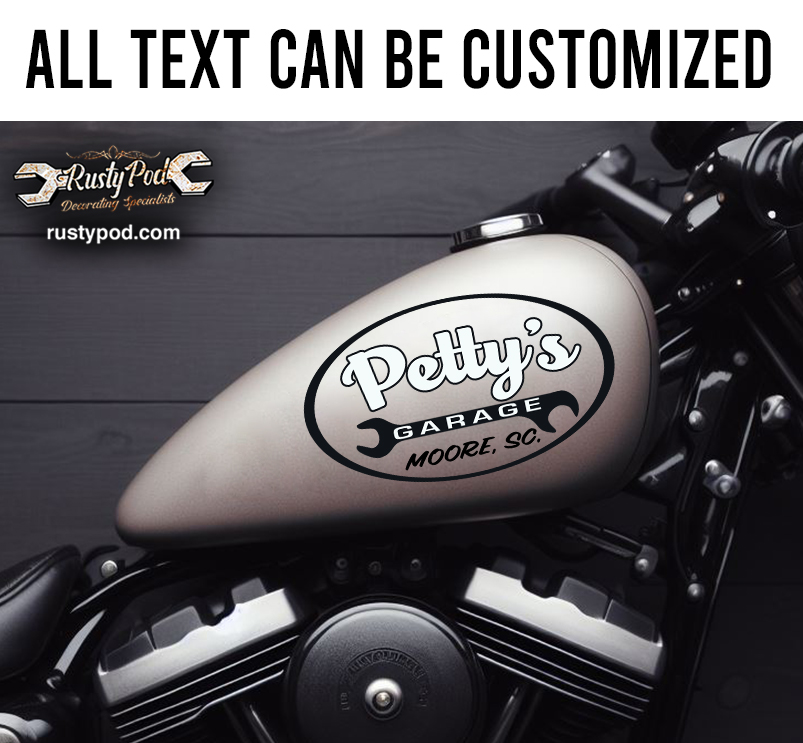 personalized garage lettering wrench sticker 12032 - Rustypod Store