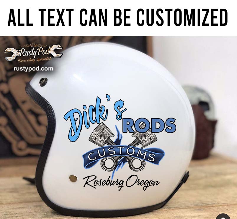 personalized hot rod garage crossing piston sticker 12033 - Rustypod Store