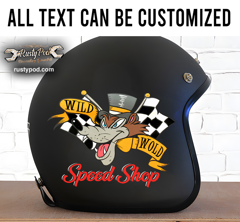 personalized wild wolf speed shop sticker 12034 - Rustypod Store