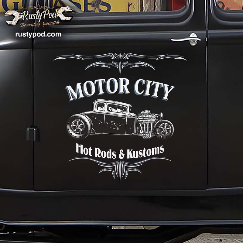 personalized pinstriping hot rod garage sticker 12041 - Rustypod Store
